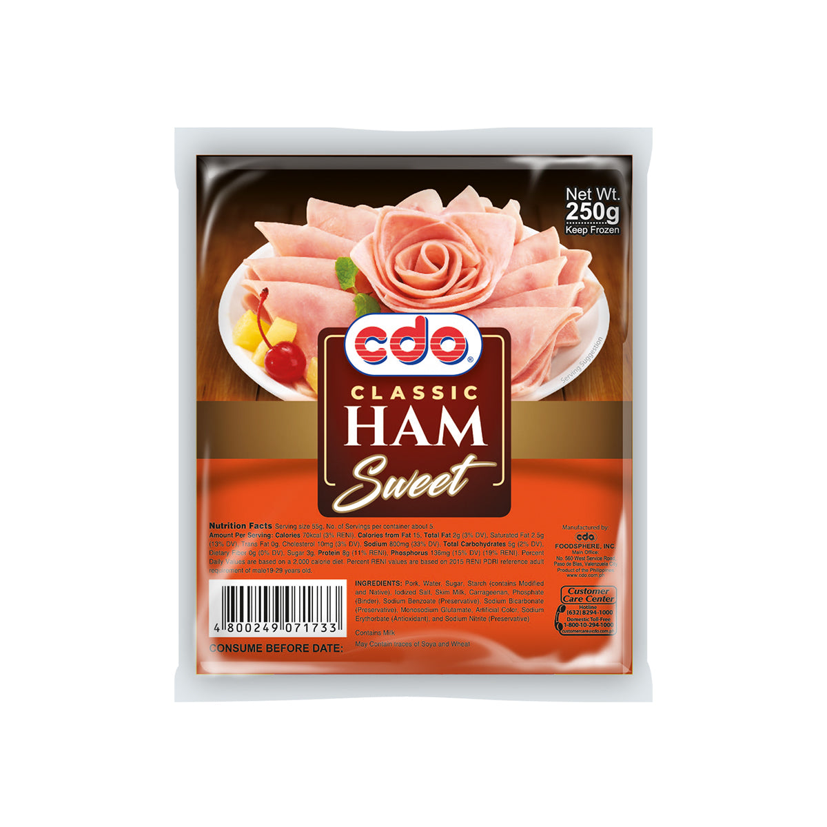 CDO Classic Sweet Ham 250g – Aling Gemma Online Palengke